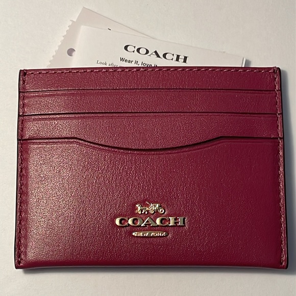 Coach | Bags | Nwt Coach Slim Id Smooth Leather Card Case Pink | Poshmark
